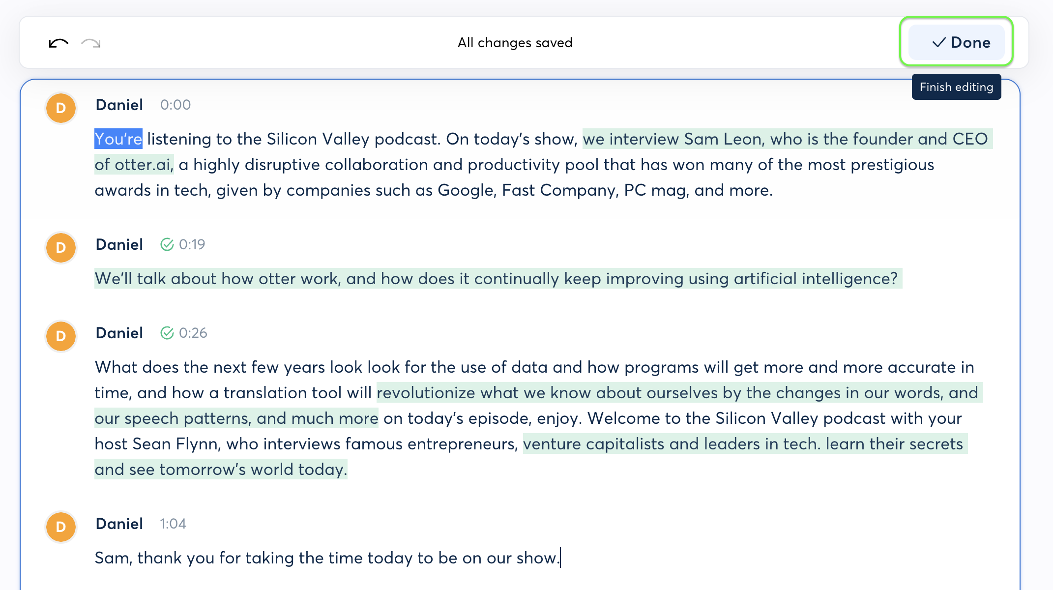 Edit a conversation – Otter.ai Help Center