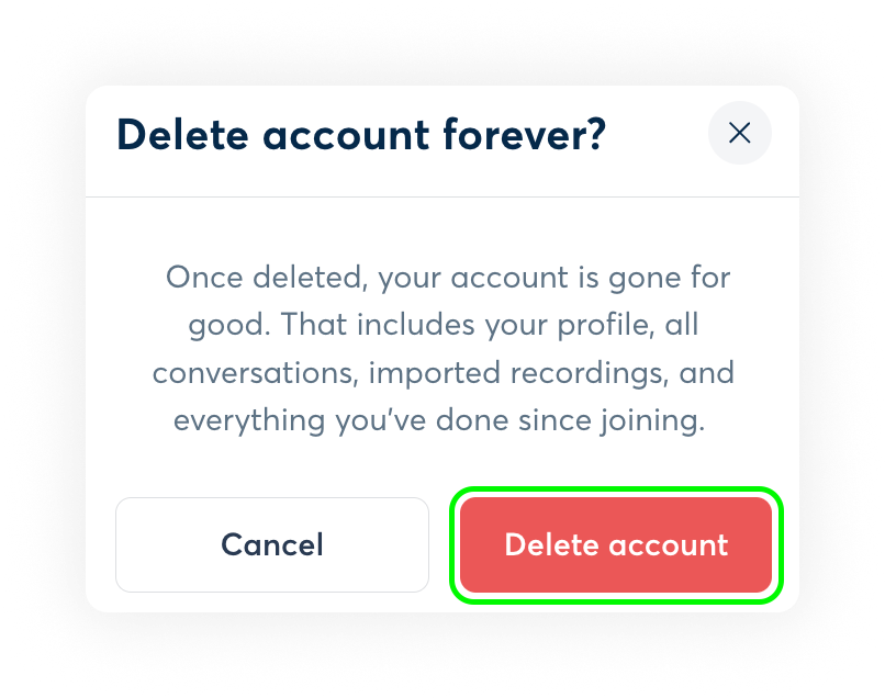 Delete your account – Help Center