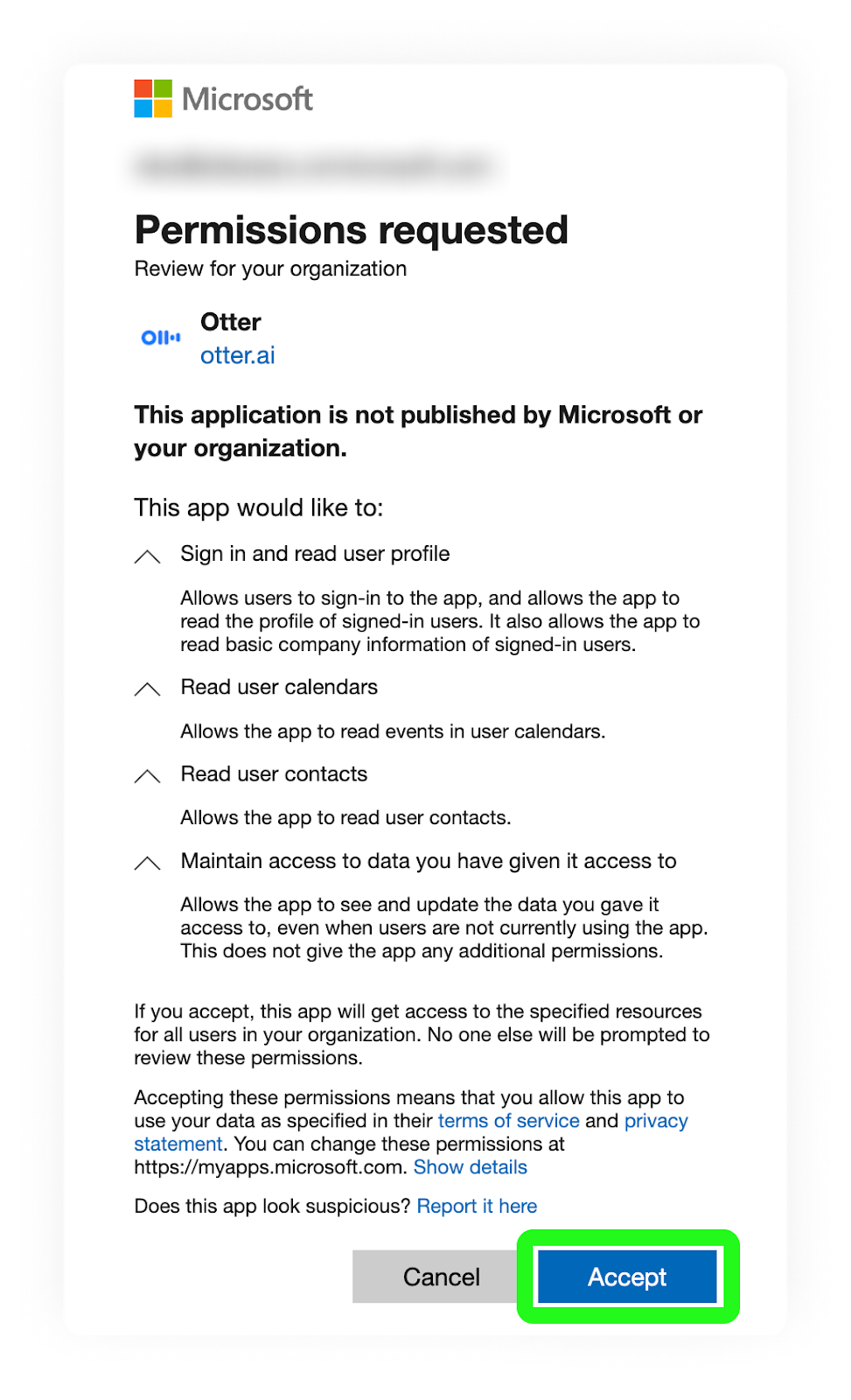 Granting admin consent to Otter in Entra – Help Center Granting admin consent to Otter in Entra – Help Center