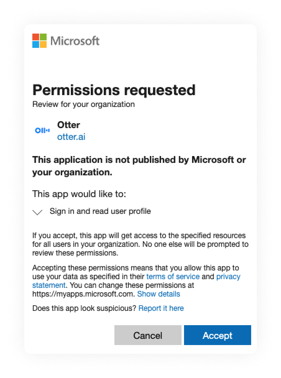 Granting admin consent to Otter in Entra – Help Center Granting admin consent to Otter in Entra – Help Center